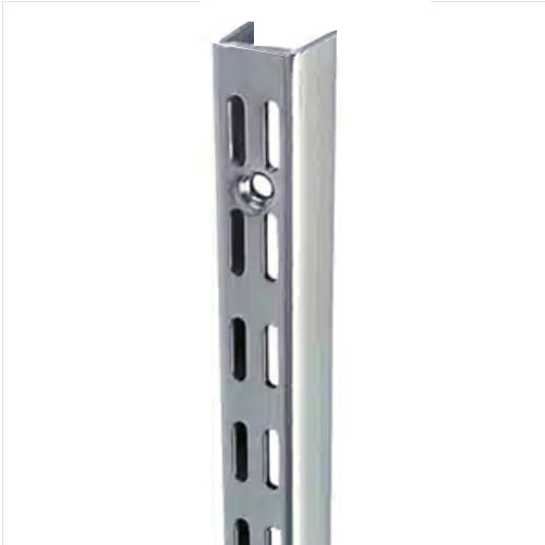 Shopfitting Shelf Strip Double Slot 2400mm - CHROME