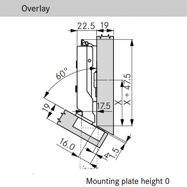 Grass TIOMOS 120 Degree Screw-On Angled -30 Degree CABINET HINGE ...